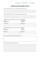 Fixed and Variable Costs - BTEC First Business | Teaching Resources