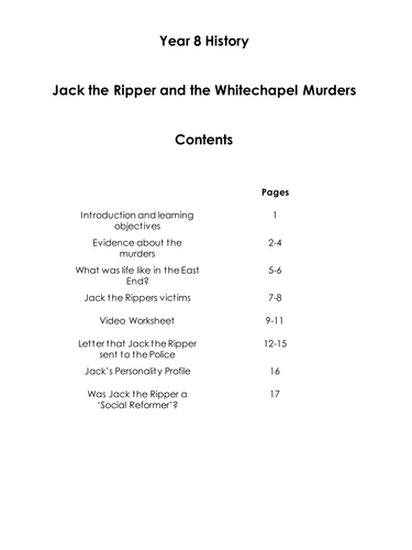 Jack the Ripper resource, activity and assessment package (15 resources ...