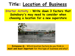 Business Location GCSE Business Studies Lesson | Teaching Resources