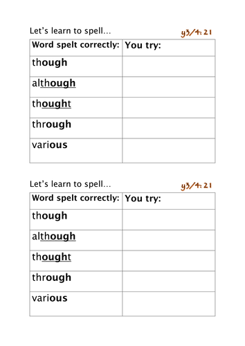 Spelling: the DfE's list of 100 words for y3/4 made easier for dyslexic ...