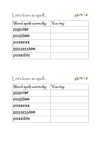 Spelling: the DfE's list of 100 words for y3/4 made easier for dyslexic ...