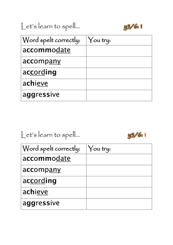 Spelling: 100 words y5&6 should spell correctly, made accessible for ...