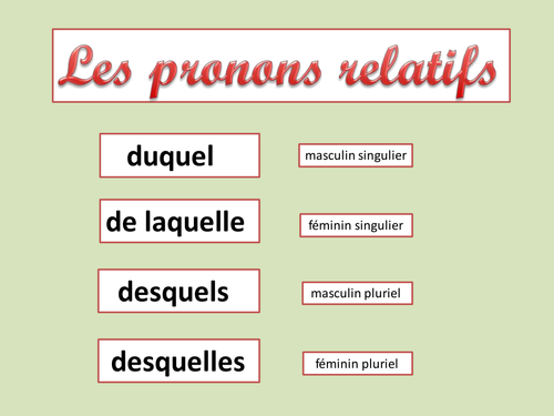 Relative pronouns - Les pronoms relatifs (2) | Teaching Resources