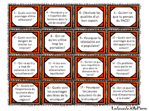 AS French - TWO speaking games with rules - Revise all topics ...