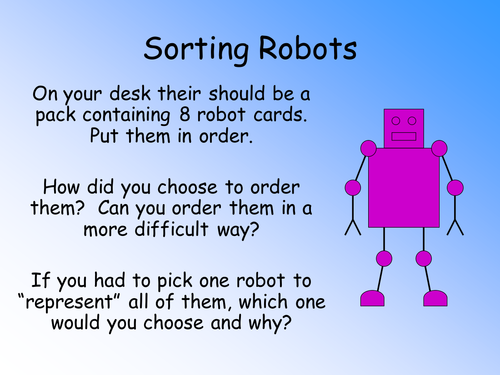 Sorting Robots - Averages Starter | Teaching Resources Sorting Robots - Averages Starter | Teaching Resources