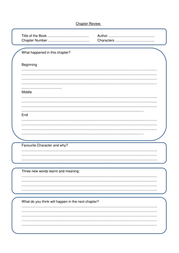 Chapter review template | Teaching Resources