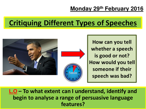 Critiquing Different Types of Speeches | Teaching Resources
