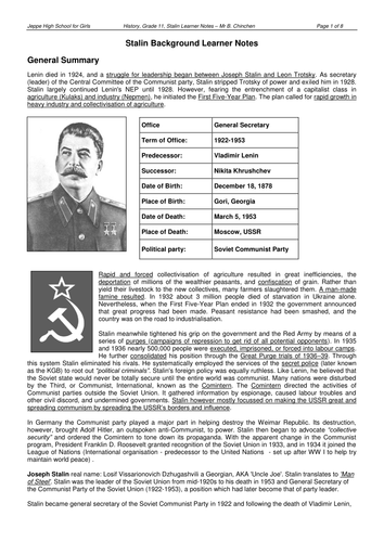 The Russian Revolution, Lenin's New Economic Policy NEP and Stalin's ...