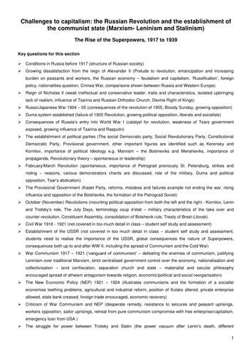 The Russian Revolution, Lenin's New Economic Policy NEP and Stalin's ...