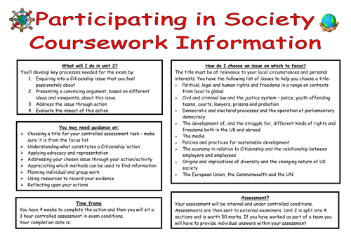 Edexcel Citizenship coursework planning booklet for unit 2 | Teaching ...
