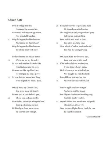 Cousin Kate GCSE Poetry Anthology | Teaching Resources