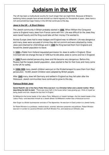 Judaism in the UK | Teaching Resources