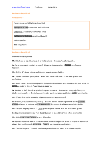 TOPIC-La publicité-3 sets of listening activities AS/A/IB level French ...