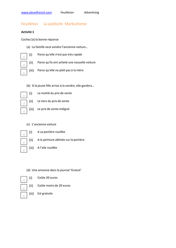 TOPIC-La publicité-3 sets of listening activities AS/A/IB level French ...