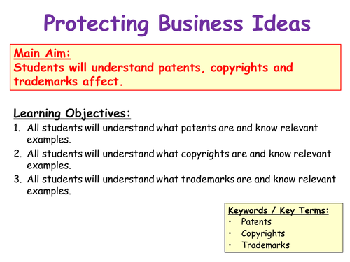 Protecting a Business Idea - Patents, Copyrights & Trademarks ...
