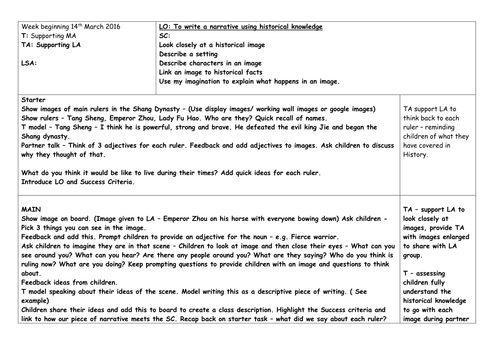 Shang Dynasty Lesson plan | Teaching Resources
