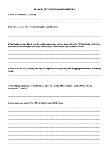 Principles of Training GCSE Lesson | Teaching Resources