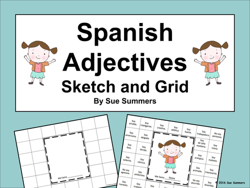 Spanish Adjectives Grid and Sketch | Teaching Resources