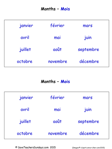 Months in French KS2 worksheets, activities and flashcards | Teaching ...