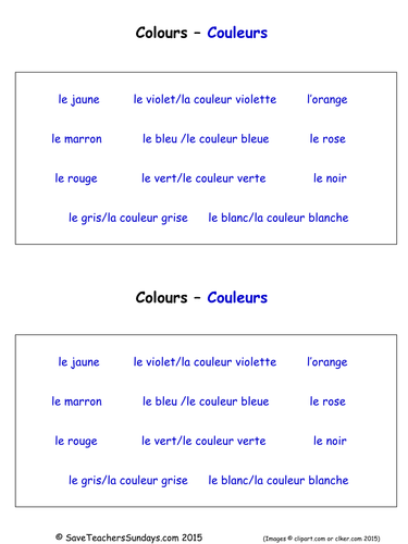 Colours in French KS2 worksheets, activities and flashcards | Teaching ...
