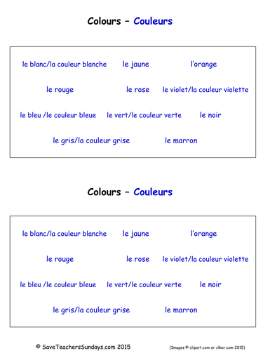 Colours in French KS2 worksheets, activities and flashcards | Teaching ...