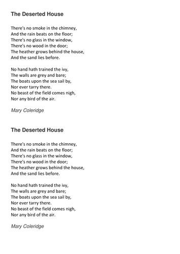 The Deserted House! | Teaching Resources