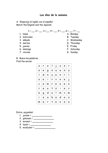 Spanish Teaching Resources. Days of the Week PowerPoint & Worksheet. by ...