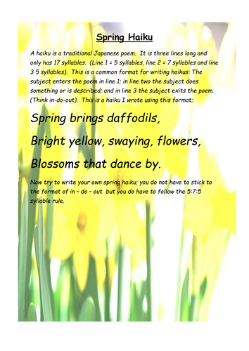 Spring Haiku | Teaching Resources