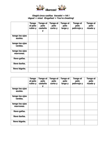 Spanish Teaching Resources. Matching Cards Physical Descriptions + Hair ...