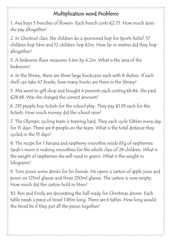 Year 6 multiplication problems | Teaching Resources