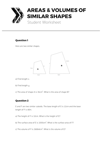 Areas & Volumes of Similar Shapes - Complete Lesson by tomotoole ...