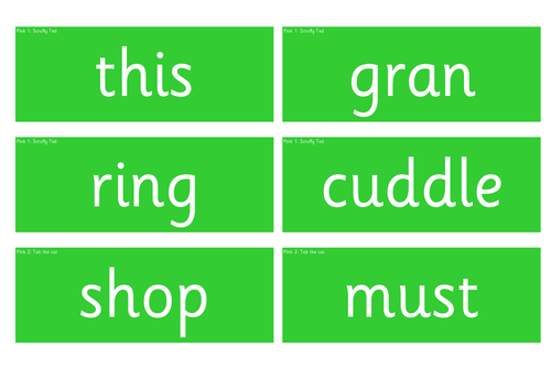 Read Write Inc. Pink Red, Green and Power Word Cards | Teaching Resources