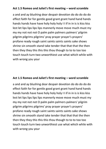 Romeo and Juliet Act 1 Scene 5 - Romeo and Juliet first meet | Teaching ...