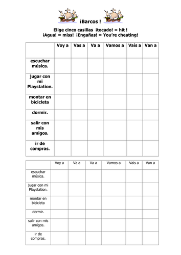 Spanish Teaching Resources. Near Future Worksheet, Matching Cards ...