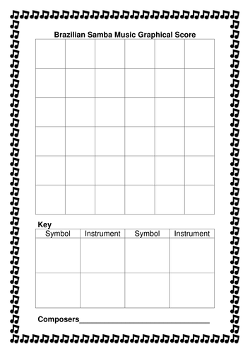 Elements of music matching exercise, graphical score notation grid ...