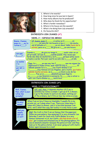 GCSE Healthy Lifestyle Rock Star Interview Writing Or Speaking ~ 20 ...