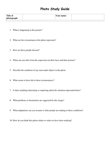 Photo Analysis Guide | Teaching Resources