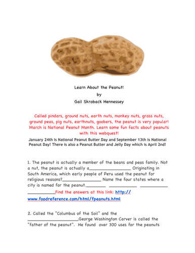 Peanuts! A Webquest/Extension Activities | Teaching Resources