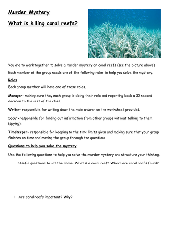 Coral Reef Murder Mystery | Teaching Resources