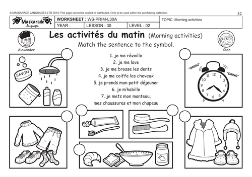 FRENCH (UNIT 6: FRIENDS/ACTIVITIES/TIME): Y4-Y5: Daily routine ...