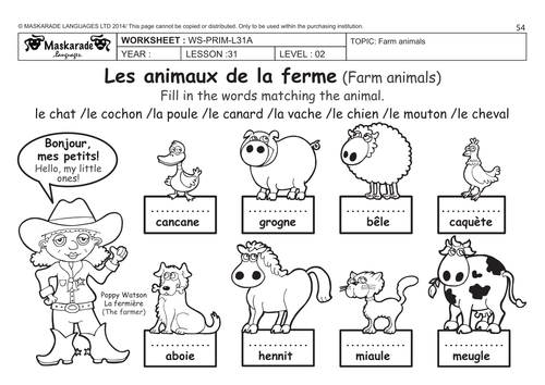 FRENCH (UNIT 6: FRIENDS/ACTIVITIES/TIME): Y4-Y5: Farm animals ...
