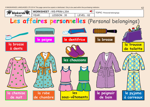 FRENCH (UNIT 7: MY HOME/ TRANSPORT/ SUMMER HOLIDAY): Y4-Y5: My personal ...