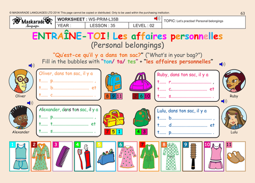 FRENCH (UNIT 7: MY HOME/ TRANSPORT/ SUMMER HOLIDAY): Y4-Y5: My personal ...