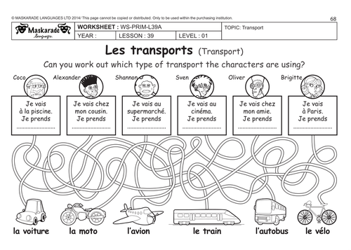 FRENCH (UNIT 7: HOME/TRANSPORT/SUMMER HOLIDAY): Y3-Y4: Transport ...