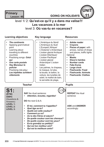 FRENCH (UNIT 7: MY HOME/ TRANSPORT/ SUMMER HOLIDAY): Y3 -Y4: My summer ...