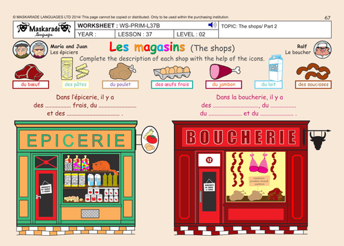 FRENCH (UNIT 7: MY HOME/ TRANSPORT/HOLIDAYS): Y4 - Y5: The shops ...