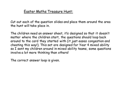 Year 4 / Lower KS2 Easter Maths Treasure Hunt | Teaching Resources