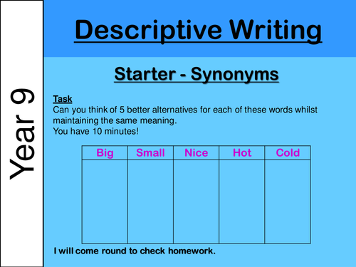 KS3 Descriptive Writing - Adjectives, Verbs and Adverbs | Teaching ...