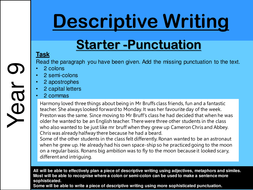KS3 Descriptive Writing - Punctuation and Personification | Teaching ...