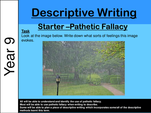 KS3 Descriptive Writing - Pathetic Fallacy | Teaching Resources